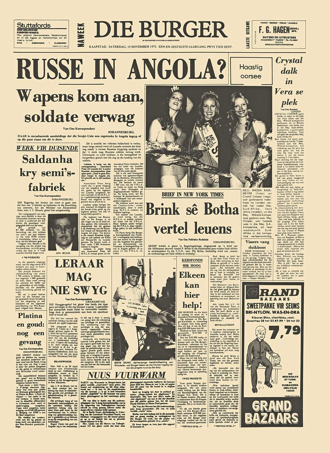 50 Jaar Gelede In Die Burger 15 November 1975 Netwerk24
